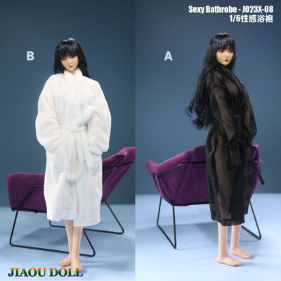 JO23X-08 1/6 Female White Sexy Bathrobe Robes Clothes Fit 12''PH TBL ...