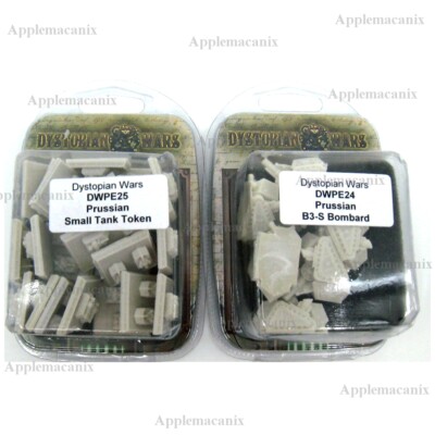 Dystopian Wars PRUSSIAN DWP325 SMALL TANK TOKEN & DWP324 B3-S BOMBARD ...