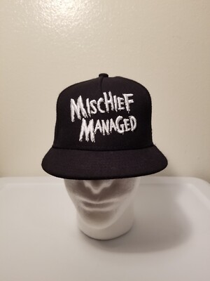 Harry Potter MISCHIEF MANAGED Black White Embroidered Adjustable Hat ...