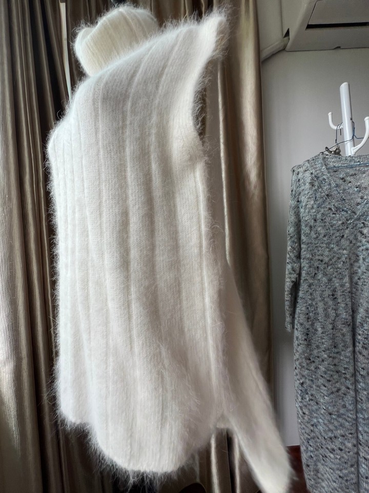 Angora Wool Sweater Blended Jumper Fuzzy Soft Turtleneck Side Slit ...