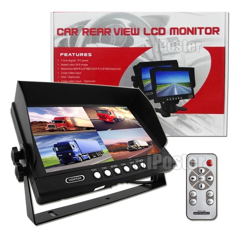 4 Channel 4PIN 9" 4 Split Quad Screen Car Rear View Monitor For ...