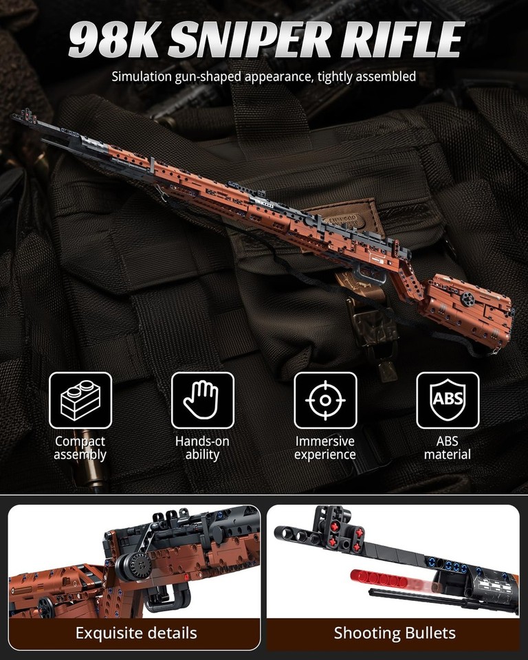 1:1 98K Building Blocks Gun Sets - 1206 PCS Model Guns Collection Toy ...