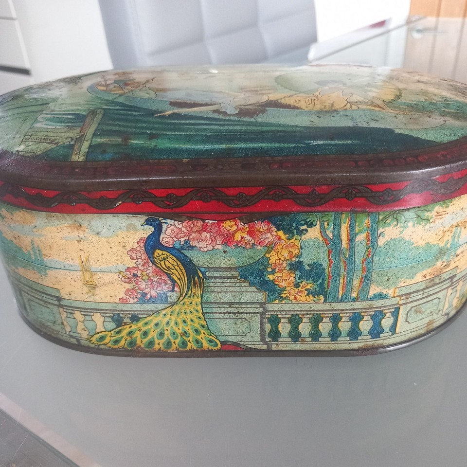 French Etab. Planteur de Caiffa Peacock & Girls Rowing Coffee/ Biscuit ...