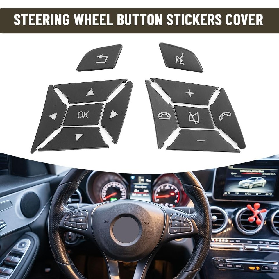 Car Steering Wheel Button Stickers Cover Replacement for Mercedes Benz ...