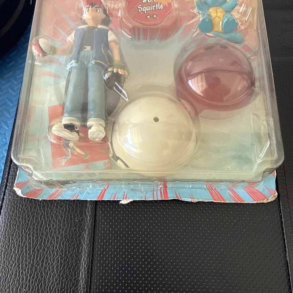 RARE POKEMON TRAINERS ASH FIGURE #07 SQUIRTLE HASBRO POKE BALL & DISC ...