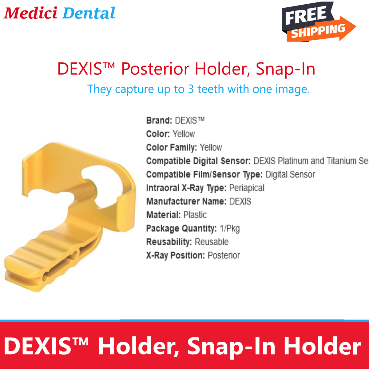 Dental Xray Sensor Dental X-ray DEXIS Posterior Holder, Snap-In For ...