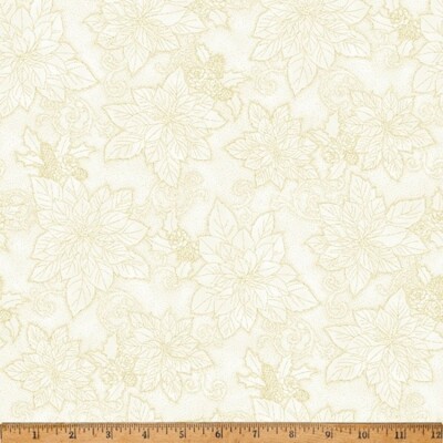 Christmas Splendor By Hoffman Fabrics -Natural/Gold Dotty Poinsettia # ...