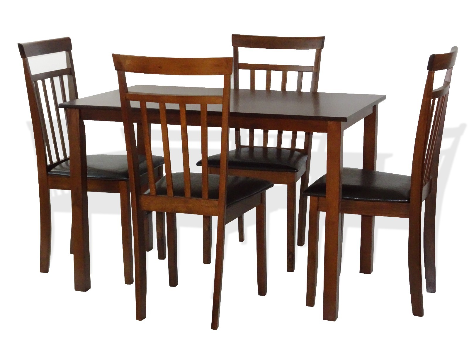 Rich Dining Chair Set 4 Piece Medium Brown Finish Solid Wood Padded ...