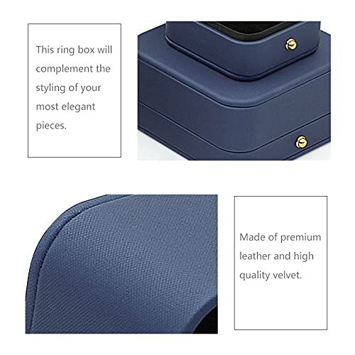 Wedding Ring Box Engagement Box Dusty Blue, Square Leather Dusty Blue ...