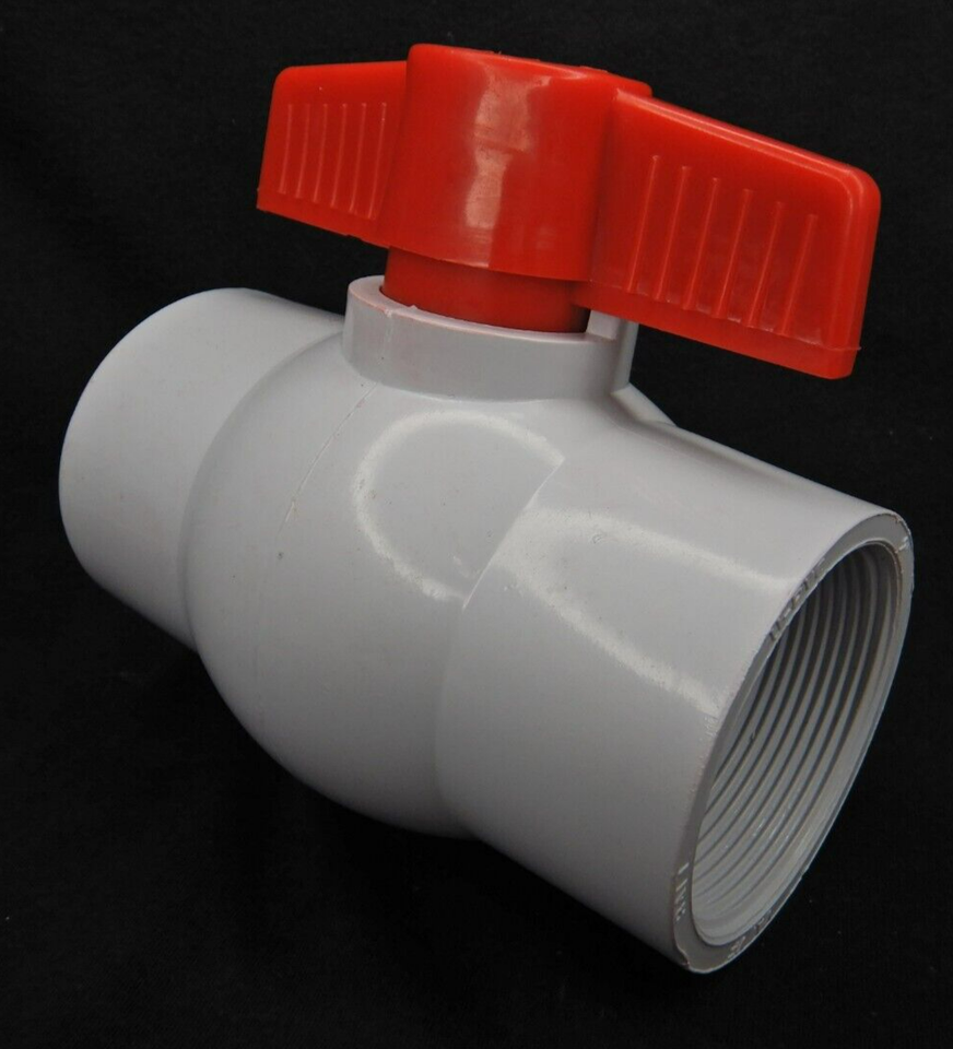 2" PVC Ball Valve Inline Threaded Valve Schedule 40 T-Handle Shut-Off ...