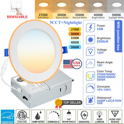 6'' LED Ceiling Light with Night Lights,2700K/3000K/3500K/4000K/5000K ...