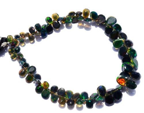 Rainbow Fire Black Smoke Heated Opal Gem Faceted 6x4 to 10x7mm Pear ...