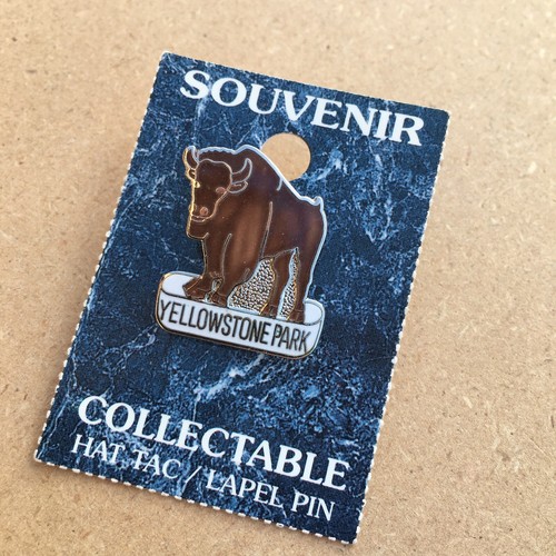 Yellowstone Park BISON Enamel Pin - VINTAGE Western Souvenir Lapel Hat ...