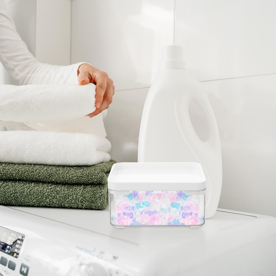 Laundry Tablet Storage Box Dishwash Pod Holder Washing Powder Dispenser ...