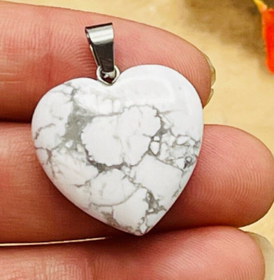 Howlite Heart Shape Pendant, Chakra Healing pendant, Howlite Charm ...