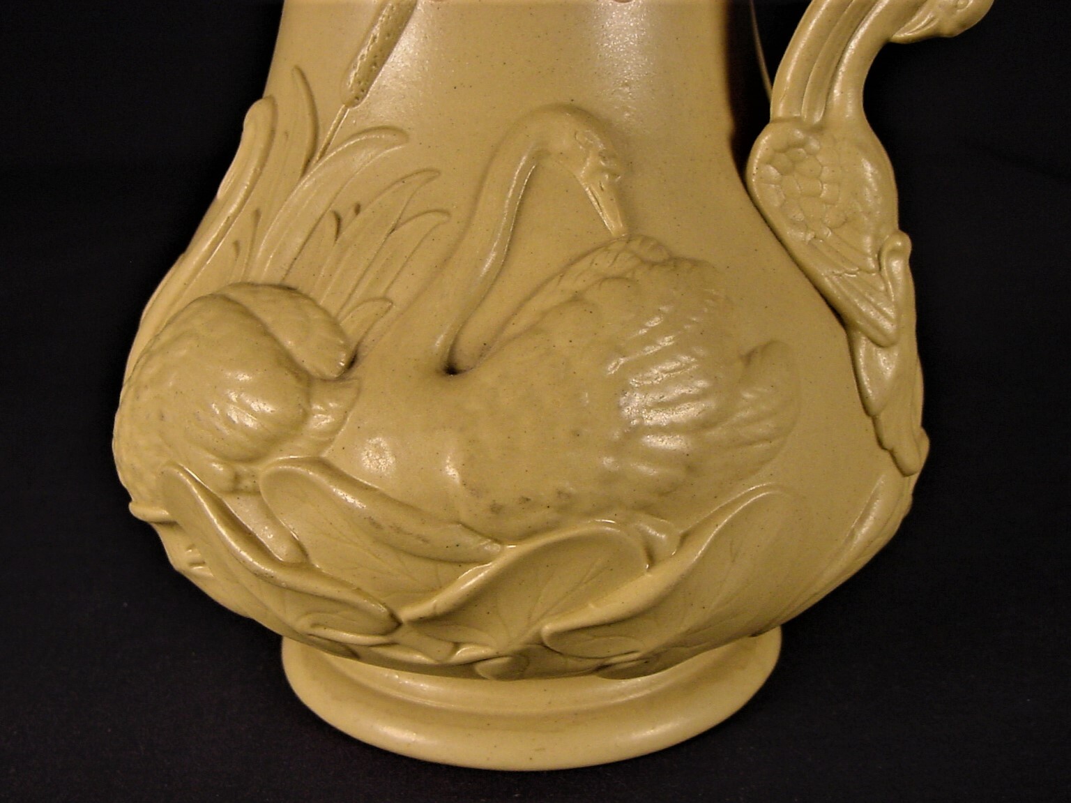 VERY RARE 1800s RAISED RELIEF SWAN PITCHER CANE CANEWARE YELLOW WARE ...