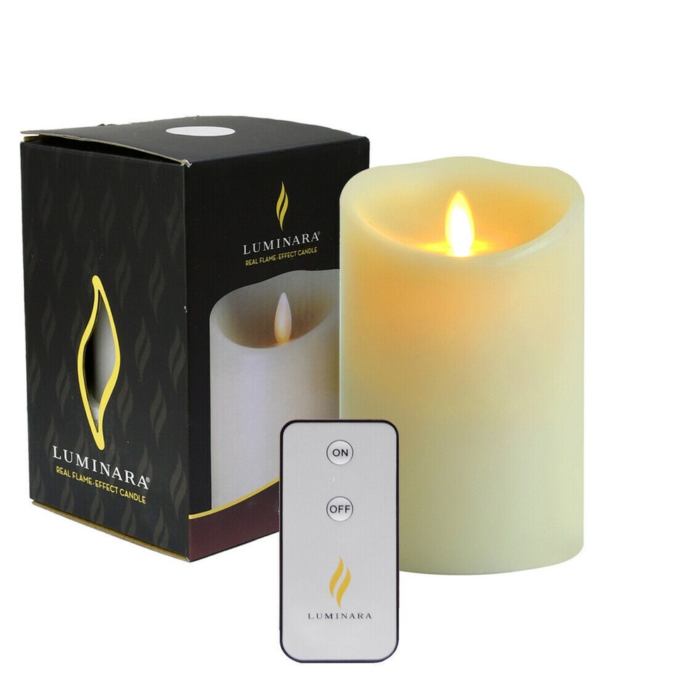Luminara LED Flameless Pillar Scented Candle with Moving Wick & Remote ...