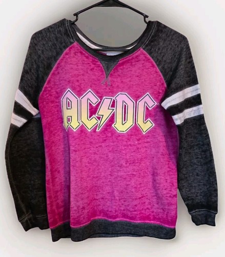 ACDC Band Sweater Junior's L (14) Pink And Black Long Sleeve Band ...