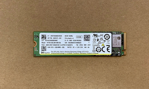 SK Hynix 512GB NMVe M.2 80mm SSD HFS512GEJ9X108N N29137-001 BC901 ...