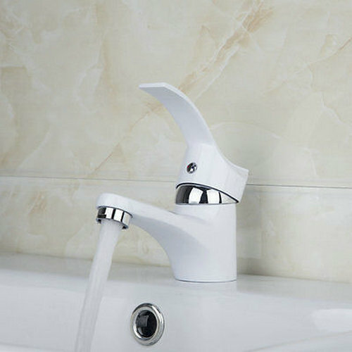 White Painting Bathroom Basin Faucet Deck Mounted Mixer Single Handle ...