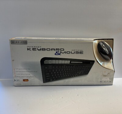 Micro Innovations KB985W Black Wireless Computer Keyboard and Black ...