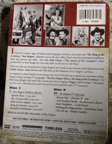 ROY ROGERS 5 MOVIES: 2 DVD SET STEEL CAN FACTORY SEALED | eBay
