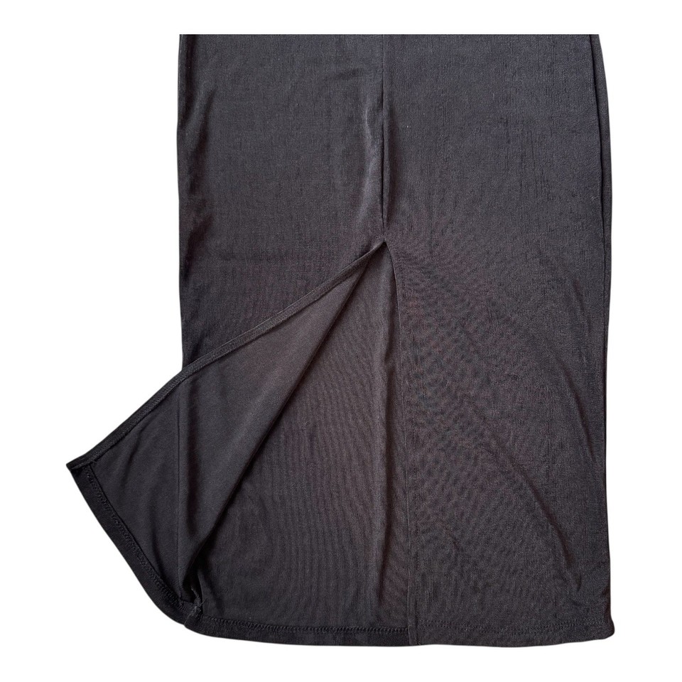 Y2K Heart Hips Slinky Black Bodycon Midi Skirt Small High Slit Grunge ...