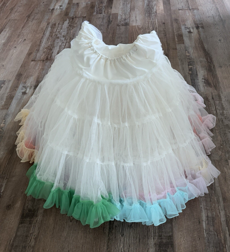 Vintage Petticoat Rainbow Square Dance Crinoline Ruffled Full Circle ...