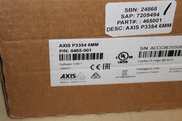 Axis P3354 6mm Fixed Dome Network Camera (0465-001) for sale online | eBay