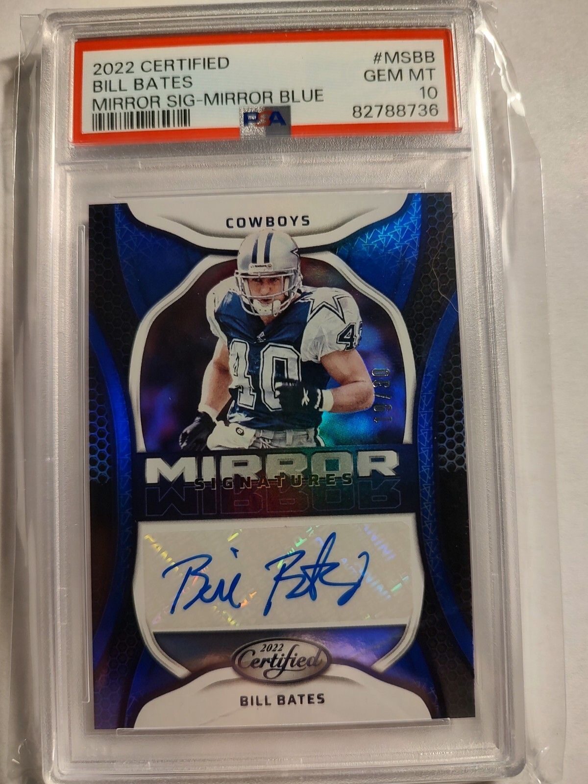 2022 Certified Bill Bates Mirror Signature Blue Auto /30 Cowboys PSA ...