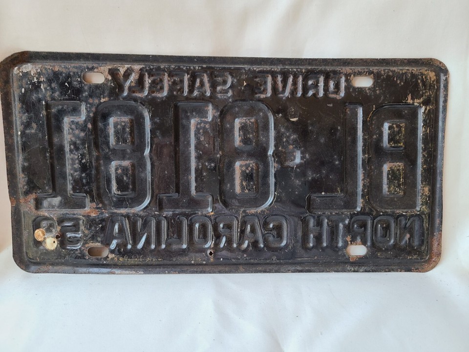 Vintage 1959 North Carolina Drive Safely License Plate 11222 | eBay