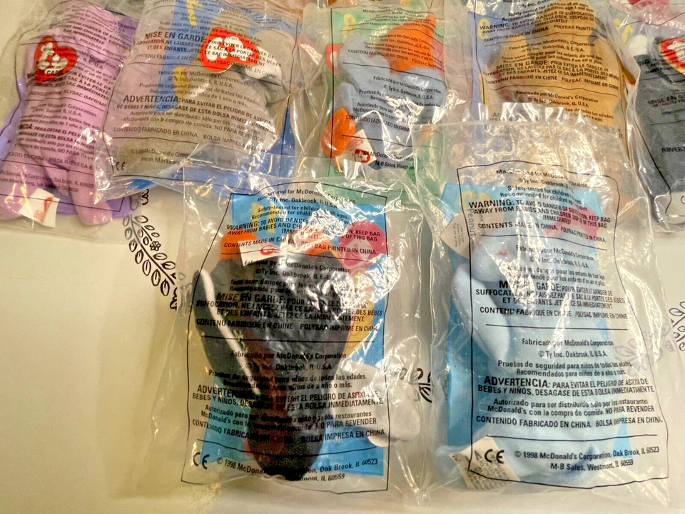 McDonald's Ty Mini Beanie Babies Complete Set 1-12 Sealed in Bags ...
