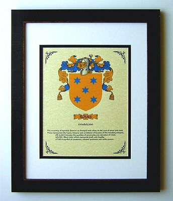 HERALDRY COAT OF ARMS ~ ROJAS FAMILY CREST ~ FRAMED | eBay