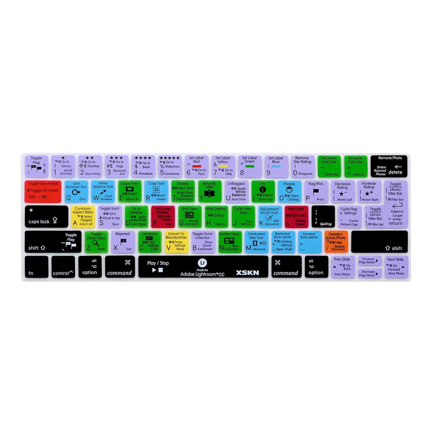 XSKN Lightroom Classic Shortcuts Keyboard Cover for Touch Bar MacBook ...