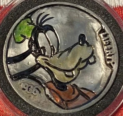 1936 S HOBO BUFFALO NICKEL COIN GOOFY HAND CARVED WITH COLOR GREAT ...