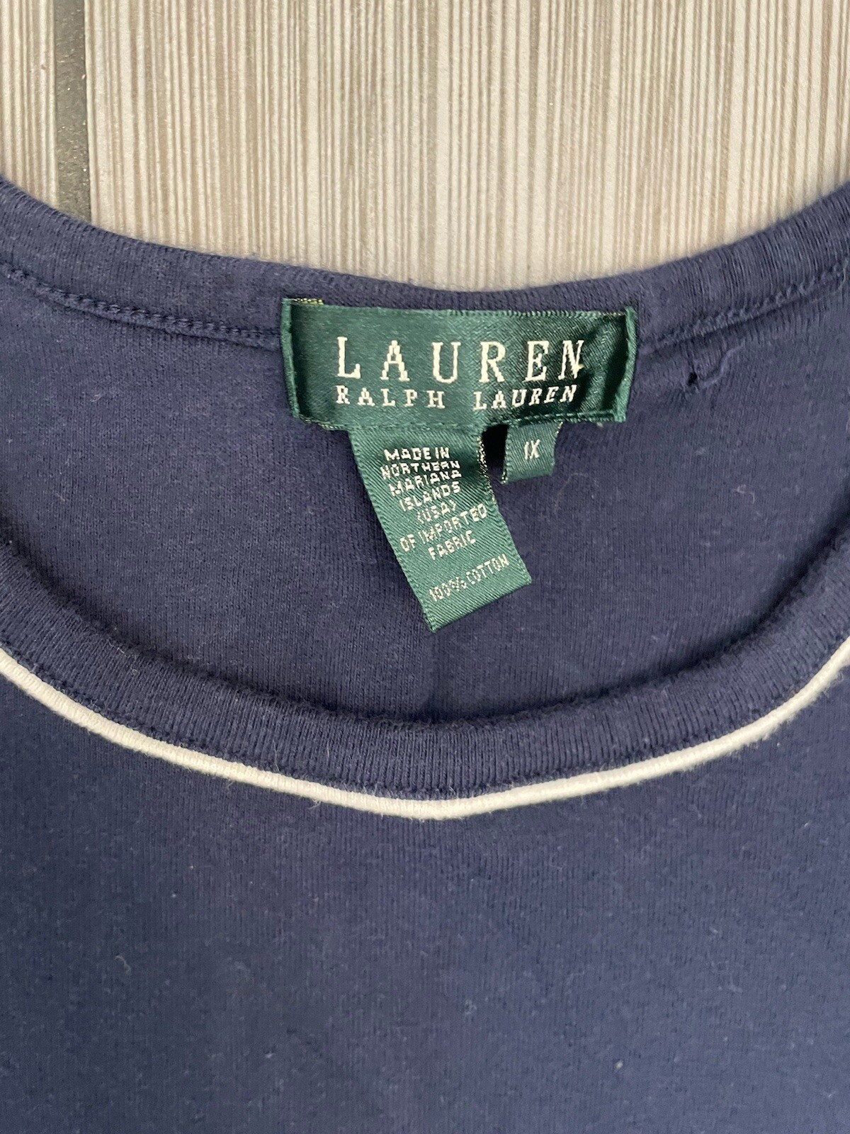 Lauren Ralph Lauren Woman’s Navy With White Trim Short Sleeve Tshirt ...