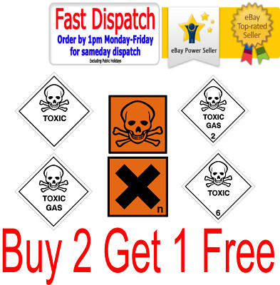 Hazard Warning Stickers Harmful Toxic Gas Dangerous Sign Safety 150mm ...