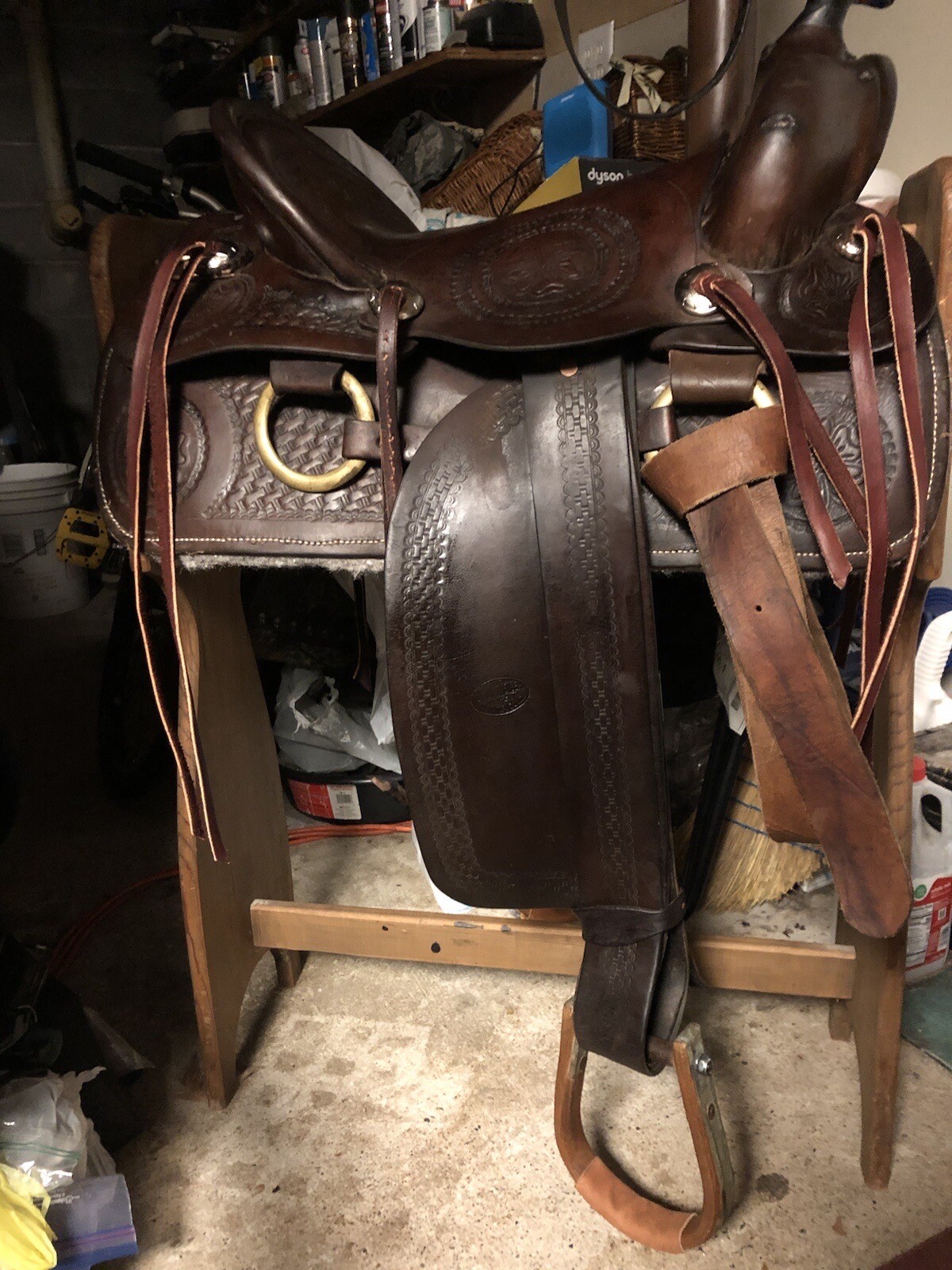Vtg H.H. Heiser Saddle 1920s Brown Leather Highback 15” Seat Restored ...