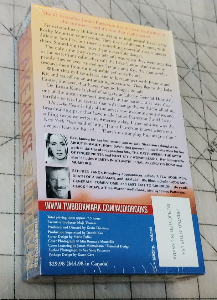The Lake House by James Patterson (2003, 5 Audio Cassettes, 7.5 Hrs ...