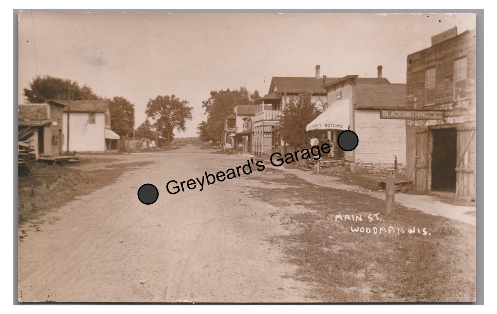 RPPC Blacksmith Shop Main Street WOODMAN WI Wisconsin 1911 Real Photo ...
