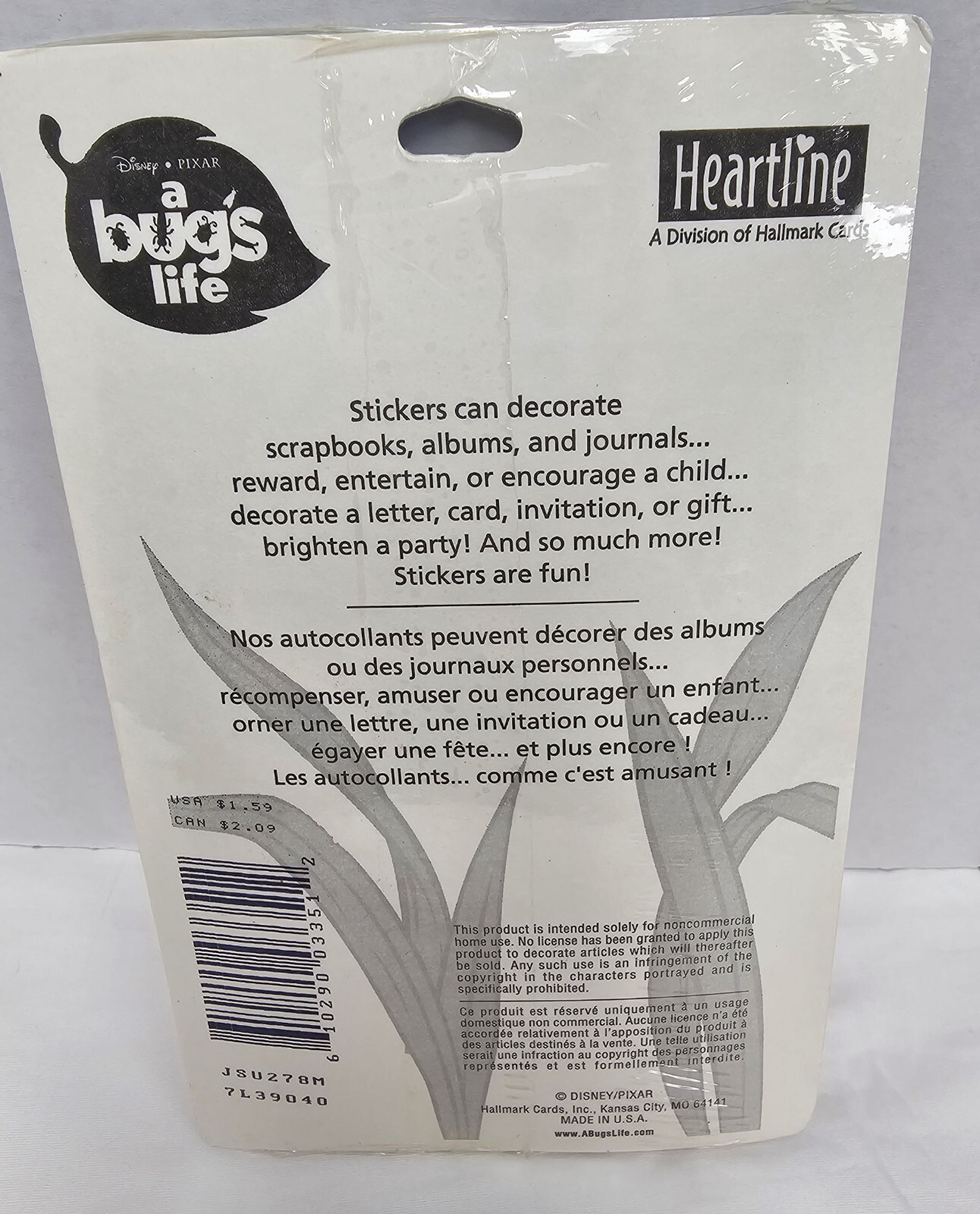 Vtg Disney Pixar A BUG'S LIFE Red SEALED Hallmark Stickers 4 Sheets ...