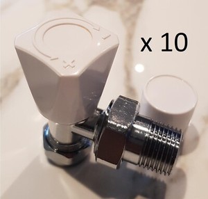 LOCKSHIELD RADIATOR VALVE 15MM ANGLED CHROME BODY WHITE CAP C/W ...