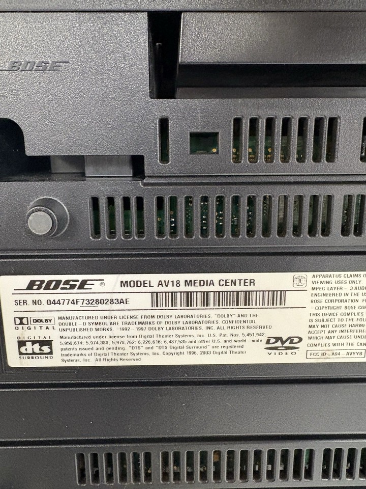 Bose Lifestyle Model AV18 Media Center CD/DVD Player & Power Supply ...