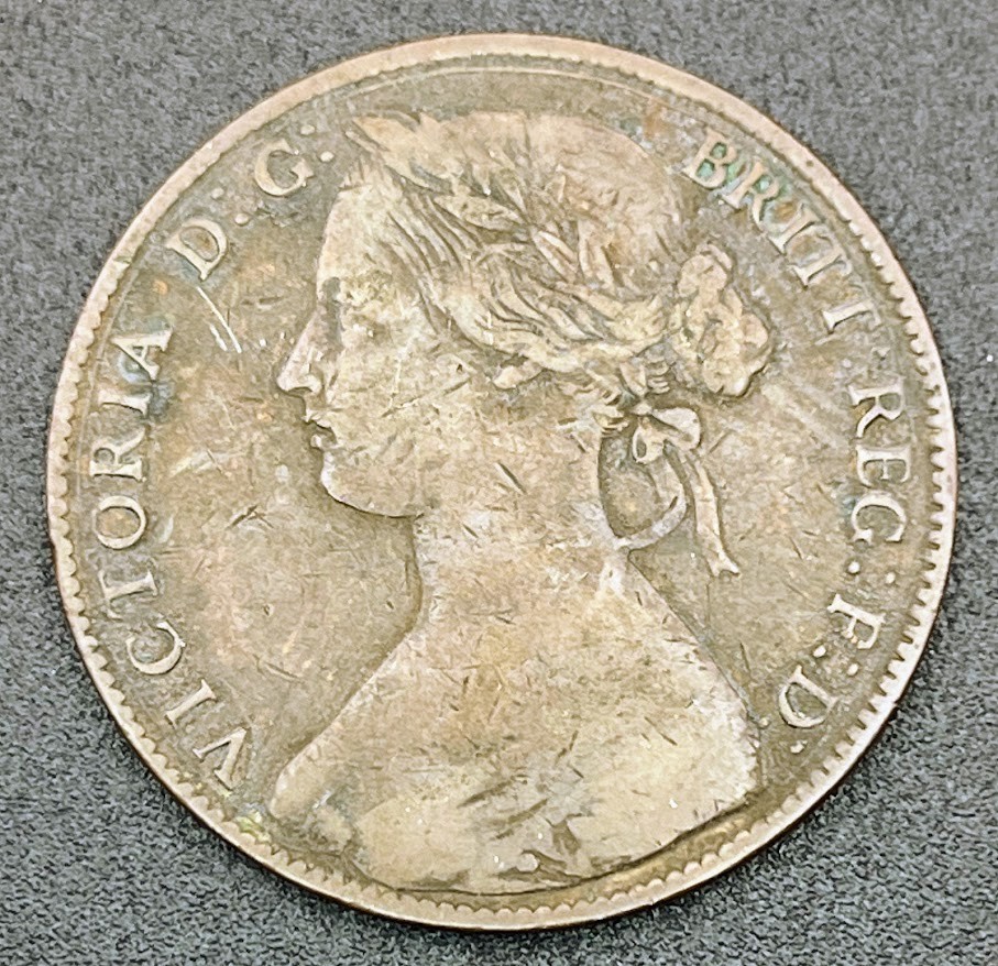 1860 Great Britain 1 Penny KM#749 Bronze World Coin Foreign VF Victoria ...