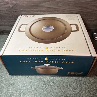 Parini Cookware Golden Oil Cast Iron Dutch Oven 2.4 qt Sealed Pot ...