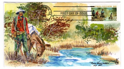 #3316 California Gold Rush 1999 FDC Russ Hamilton Hand-painted #9/18 | eBay