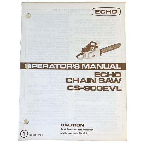 1980s Echo Chain Saw CS-900EVL Operator’s Manual Kioritz Vintage ...