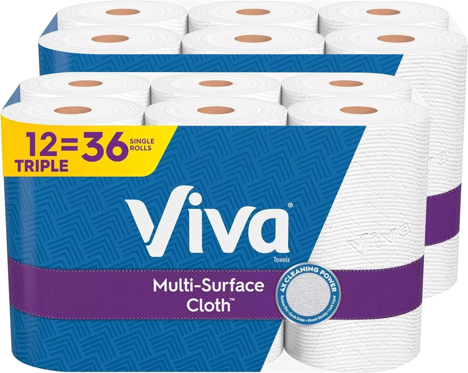 Viva Multi-Surface Cloth Paper Towels, 12 Triple Rolls, 165 Sheets Per ...