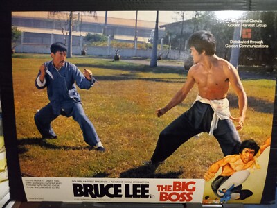 Lobby Card 1982rr THE BIG BOSS Bruce Lee shirtless opponent has two ...
