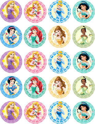 20x EDIBLE Disney Princess Birthday Cupcake Toppers Wafer Paper 2 ...